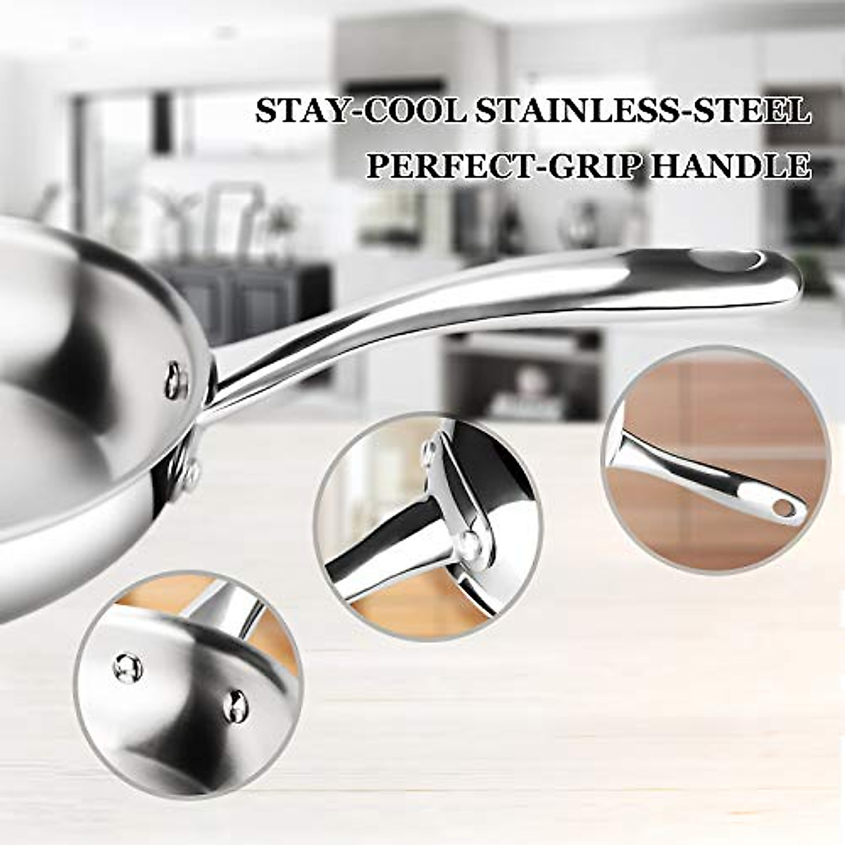 Duxtop Whole-Clad Tri-Ply Stainless Steel Stir-Fry Pan Kitchen Induction Cookware 8 Inches