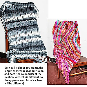 3 Rolls Rainbow Crochet Yarn Skeins Soft Wool Crochet Yarn for Knitting and Crafts, Multicolored Gradient Skeins Sweater Scarf Crafting Woven Skeins Warm Home Tools