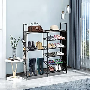Liwarace Shoe Rack, Shoe Rack Organizer 6 Tiers Shoe Rack for Entryway, Double Rows of Metal Black Shoe Rack for Boots and Shoes Storage