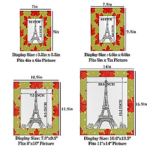 Gublec 5x7 Frame for Wall Decor Maple Leaves Red Wood Photo Frame with High-Clarity Plexiglas Picture Frames for Farmhouse Living Room Office Desk