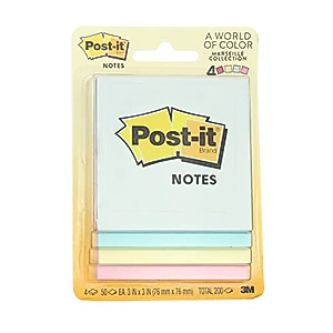 Post-It 3 in. W x 3 in. L Assorted Sticky Notes 4 pad
