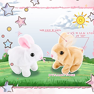 Civaner 2 Pcs Interactive Rabbit Toys Plush Stuffed Walking Bunny Toy with Sounds and Movements Hopping Robotic Toys Easter Gift Present (Rabbit Style)
