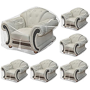 Remagr 6 Pcs Plastic Chair Covers Plastic Furniture Cover Indoor Outdoor Waterproof Clear Armchair Cover Dust Proof Armchair Cover for Moving and Storage (76 x 46 Inch)