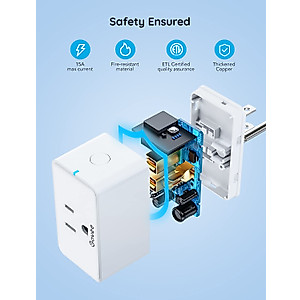 Govee Smart Plug, WiFi Bluetooth Outlets 4 Pack Work with Alexa and Google Assistant, 15A WiFi Plugs with Multiple Timers, Govee Home APP Group Control Remotely, No Hub Required, ETL&FCC Certified