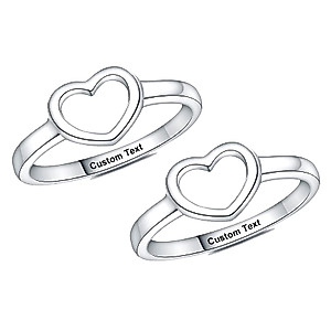 YUOTO Matching Friendship Rings for 2 Best Friends,Engraved Heart Ring for Women Personalized,Cute Pinky BFF Rings for 2 Teen Girls Sterling Silver,Promise Rings for Besties Forever