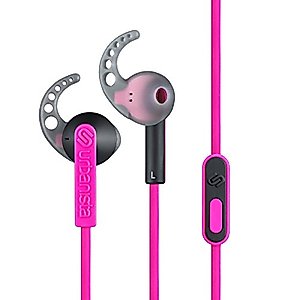 Urbanista Rio Sport Earphones, Wired Running Headphones with Microphone and Music Controls, Water Resistant, Powerful Bass, Customizable Silicone Earbuds, Pink Panther