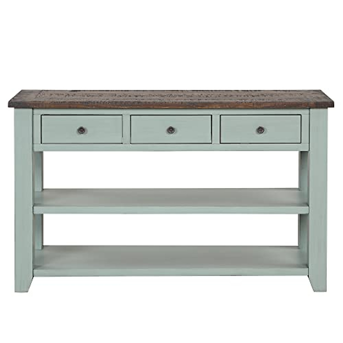 HomSof Console Table 48'' Solid Wood Modern Entryway Sofa Side Table with 3 Storage Drawers and 2 Shelves Green