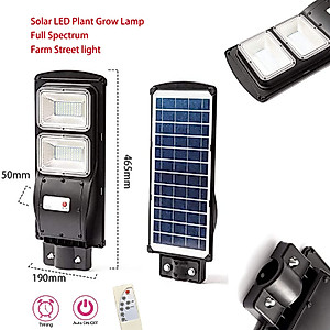 BSOD Solar Grow Lights for Outdoor Plants, Cordless Full Spectrum Growing Led Greenhouse Lamp with Timer Auto Remote Wireless Waterproof,2in1 Motion Sensor Street & Plant Light