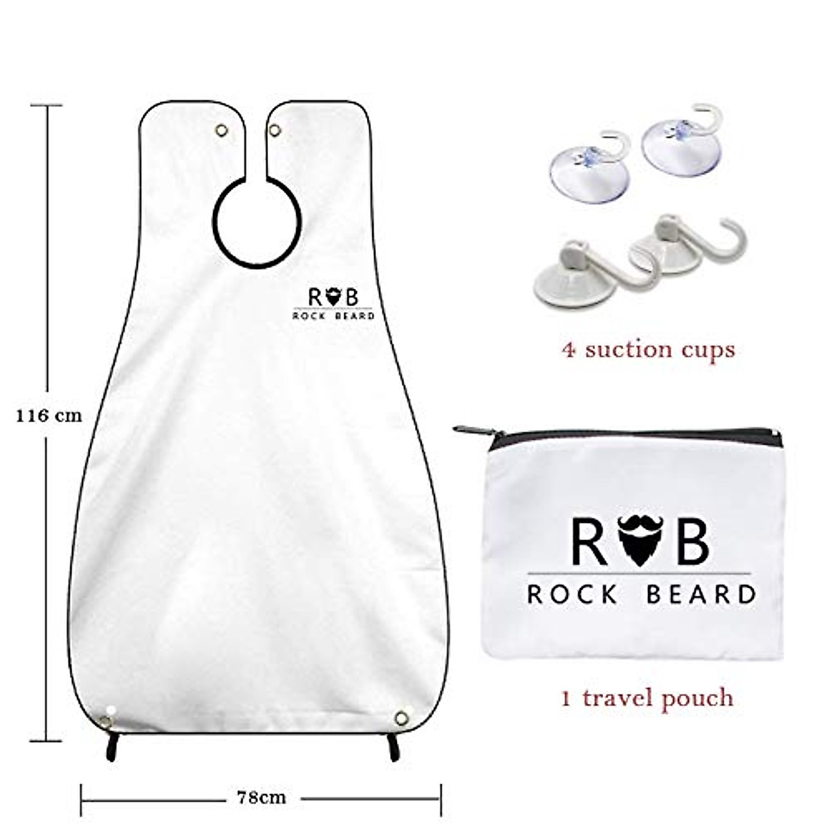Beard Apron Cape for Men Trimming and Shaving, Waterproof and Non-Stick Beard Clippings Catcher Bib with 4 Suction Cups，Best Gift for Man/husband/boyfriend