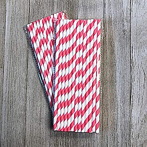 Stripe Paper Straws - Pink White - Valentine - Birthday Party Supply 7.75 Inches - Pack of 50 - Outside the Box Papers Brand