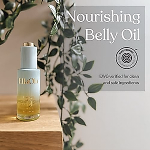 ELLAOLA Belly Oil for Pregnancy Stretch Marks & Maternity Scars - Quick dry Formula with Squalene and Vitamin C Hydrates Face & Body, Pregnancy + Postpartum Skincare, Fragrance Free | 1.7 fl. oz.