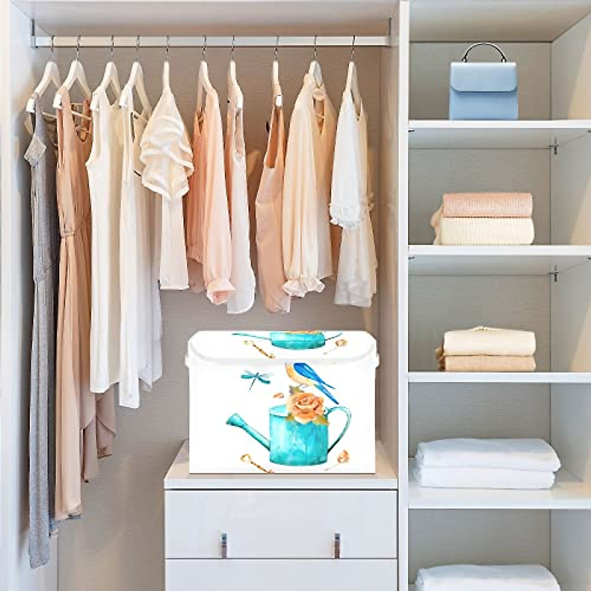 Towel Storage Bins with Lids for Home Butterfly Bird Storage Basket Large Photo Storage