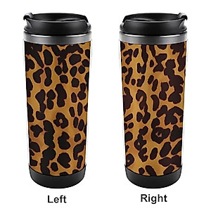 Cool Cheetah Leopard Travel Coffee Mug Stainless Steel Water Bottles Insulated Water Bottle Travel Mug Insulated Tumblers Travel Coffee Tumbler 12 Oz Coffee Tumbler Travel Cup