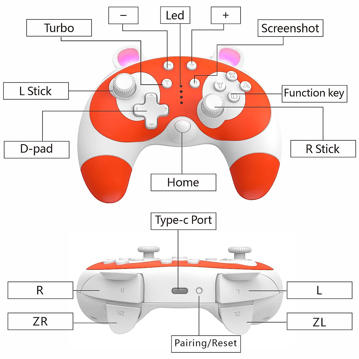DYONDER Switch Pro Controller for Switch/Lite/OLED, Mini Wireless PC Gaming Controllers For Kids(Yellow)