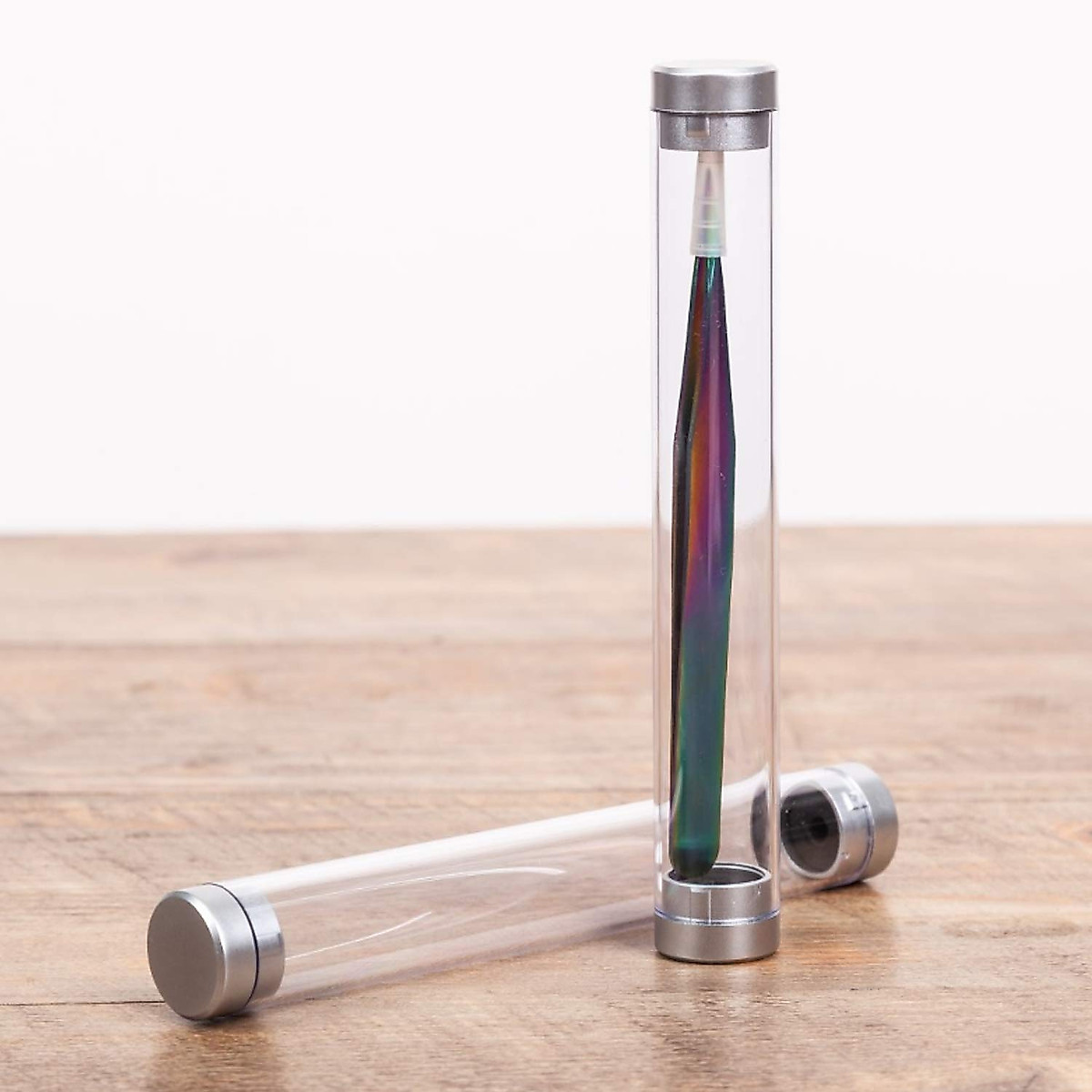 Coshar Transparent Acrylic Cylinder Tube Pen Cases Clear Tube Containers Small Storage Case for School Office Supplies (10pcs)