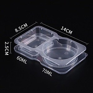 Double Compartment Condiment Container, Double Compartment Snack Containers, Double Condiment Containers with Lids, Reusable 2 Compartment Snack Containers for to-go Sauce, Side Dishes (#A, 15pcs)