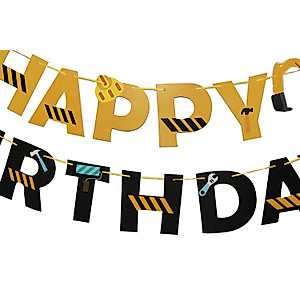 Construction Vehicle Happy Birthday Banner Dump Truck Excavator Tank Truck Garland for Boys Construction Themed Party Kids Birthday Party Decoration by Ucity