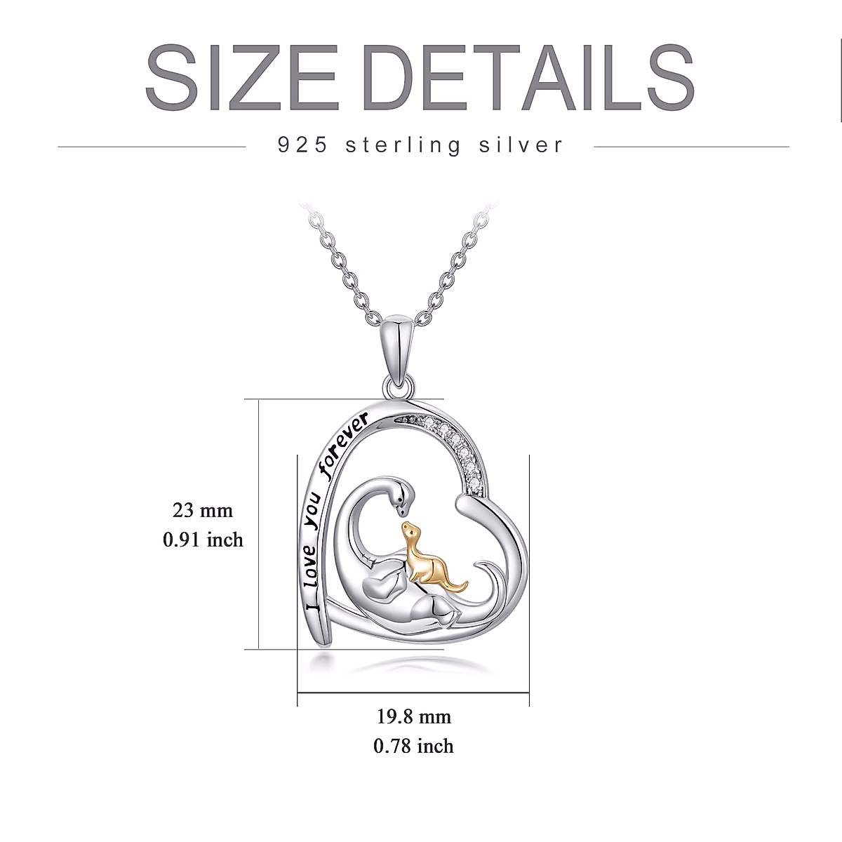 MEIDERBO Dinosaur Necklace 925 Sterling Silver Mother Daughter Dino Necklace Jewelry Gifts for Women Mother Daughter Mother's Day Birthday Gifts