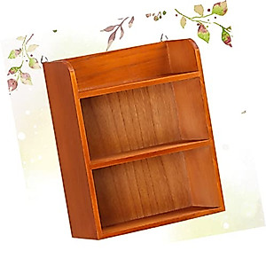 Cabilock Brown Rack Wall Storage Store Wooden Shelf Retro Three Layers Home Hanging for