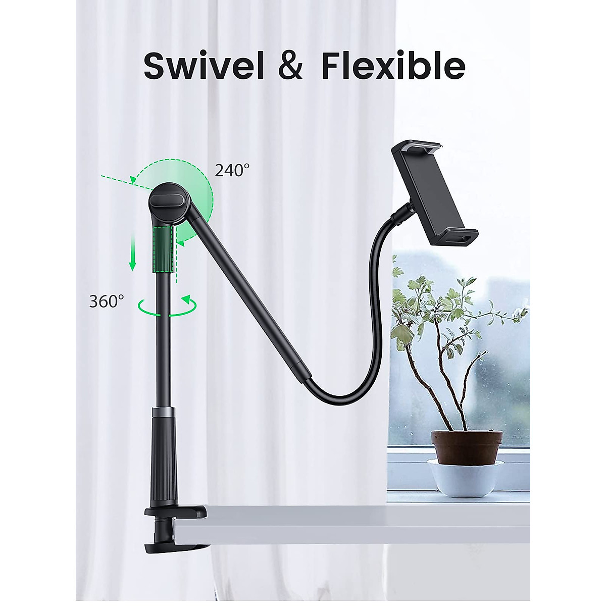 UGREEN Arm, Gooseneck, Swivel Tablet Stand for Apple iPad Pro, iPhone 6