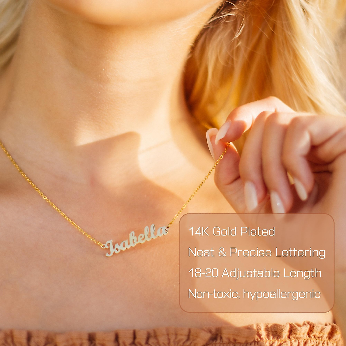 Ldurian Custom Name Necklace | Grace Name Pendant Necklace Gifts | Birthday Jewelry Gift for Women