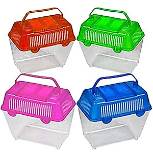 ArtCreativity Small Plastic Aquariums for Kids, Set of 4, Single Fish Aquariums in Assorted Vibrant Colors, Under-The-Sea Party Favors, Aquatic Party Supplies, Aquarium Gift Shop Items, 5 Inches