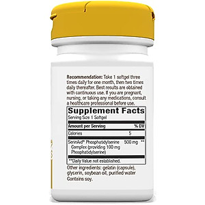 Nature’s Way Phosphatidylserine, For Brain Function*, 100 mg per Serving, 60 Softgels