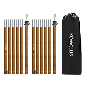 KOMCLUB Tent Poles Adjustable Lightweight Camping Tarp Poles 82.68" Aluminum Alloy Telescoping Solar sail Poles for Awning Canopy Tent Tarp Hiking Light Weight and Easy to Carry (Wood Grain Color)