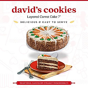 David's Cookies Layered Carrot Cake 10" - Pre-sliced 14 pcs. Fresh Gourmet Bakery Dessert With Rich Cream Cheese Frosting, Easter Food Gift Idea for Women, Men, Kids - Easter Snacks Cake for Delivery