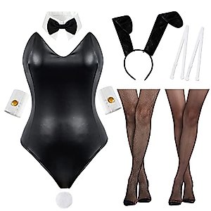 Spooktacular Creations Adult Women Bunny Costume Bunny Bodysuit for Halloween Dress Up Party, Role Cosplay, Theme Party-XL