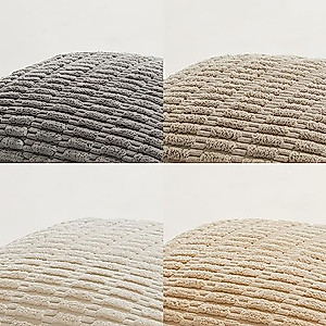 Fancy Homi 4 Packs Neutral Decorative Throw Pillow Covers 18x18 Inch for Living Room Couch Bed Sofa, Rustic Farmhouse Boho Neutral Home Decor, Soft Plush Striped Corduroy Square Cushion Case 45x45 cm