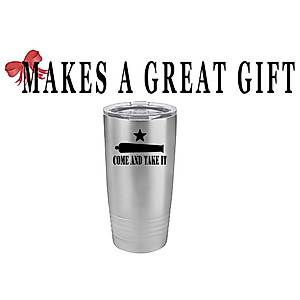 Rogue River Tactical Come and Take It Gonzales Texas Flag 20 Oz. Stainless Steel Travel Tumbler Mug Cup w/Lid Vacuum Insulated Hot or Cold