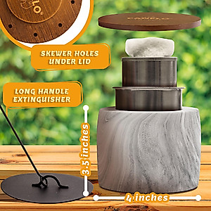 Table Top Fire Pit Bowl - Tabletop Fire Pit, Long Burning Indoor fire Pit, Table Top Firepit for Patio - Tabletop Fireplace - Mini Fire Pit fire Bowl with Cover and Smores Stick Holder.