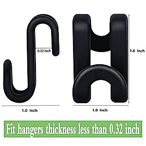 Clothes Hanger Connector Hooks 60 PCS, Hanger Extender Clips, Heavy Duty Plastic Connection Hooks, Space Saving Cascading Hanger Hooks for Organizer Closet, Black