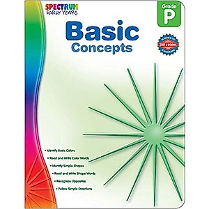 Spectrum Basic Concepts Preschool Workbooks, Identifying, Reading, Tracing, Writing Colors and Shapes, Recognizing Opposites, Classroom or Homeschool Curriculum (160 pgs) (Early Years)