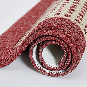 COSY HOMEER 48x18 Inch/28X18 Inch Kitchen Rug Mats Made of 100% Polypropylene 2 Pieces Soft Kitchen Mat Specialized in Anti Slippery and Machine Washable,red