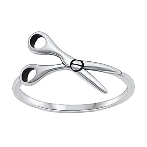 JEWELRITZY Solid 925 Sterling Silver 9mm Sideways Scissors Ring Size 10