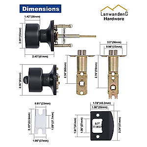 Lanwandeng Keyed Alike Entry Door Knob with Lock, Interior and Exterior Door Lock, Matte Black Door knobs with Lock for Bedroom/Bathrooom