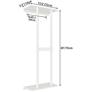 Wall Towel Rack for Rolled Towels, STWWO Towel Storage for Small Bathroom Can Holds 6 Large Towels, 30 inch Towel Racks with Shelf, White