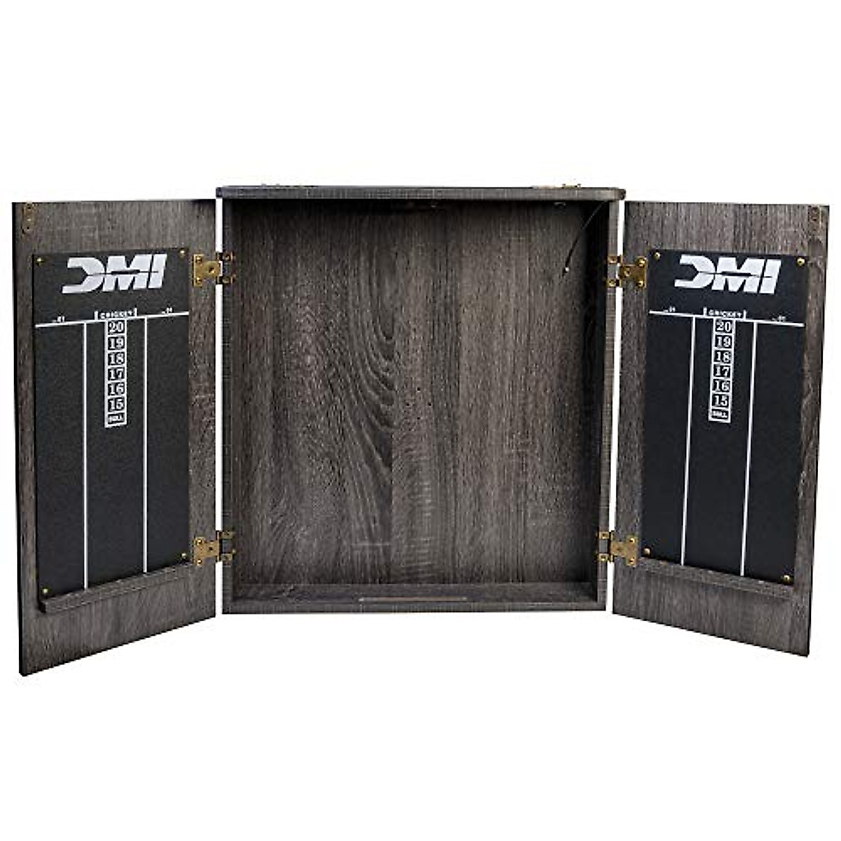 DMI Sports Paris Bristle Dartboard Cabinet Sets - Includes LED Lighting or Electronic Scoring Option, Rustic Grey (D4400W)