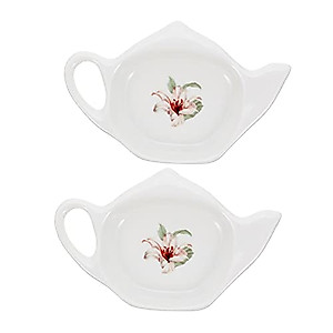 Healeved 2pcs Tea Bag Saucer China Tea Set Condiment Tray Platter Tray Ceramic Teabag Tray Tea Sachet Holder Porcelain Spoon Rest Tea Bag Holders Tea Coasters Trays Small Teabag Coasters