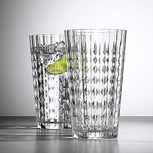 BELLAFORTE Shatterproof Acrylic Tall Tumbler, Set of 4, 19oz - Bondi Beach Stackable Drinking Glasses - Unbreakable Plastic Drinking Glasses for Party, Gifting - BPA Free - Dishwasher Safe - Clear