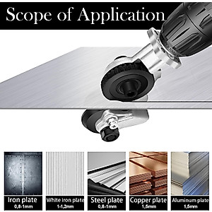 7PCS Electric Plate Cutter for Metal Drill, Sheet Metal Nibbler Drill Attachment, Sheet Metal Cutter Tool with Adapter, Easy Metal Plate Cutting for Iron, Whiteboard, Steel, Copper, Aluminum