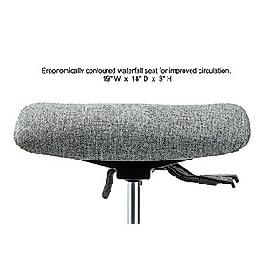 Perch Chrome Task Chair with Adjustable Back Support and Foot Ring, Stationary Caps, Workbench Height, Cinder Fabric