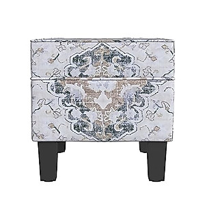 HomePop Home Decor |K7646-A862 | Upholstered Modern Rectangular Storage Ottoman | Hinged Lid Ottoman with Storage for Living Room & Bedroom, Antiqued Ebony Cream