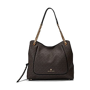 Michael Kors Piper Large Chain Shoulder Tote Brown/Black One Size
