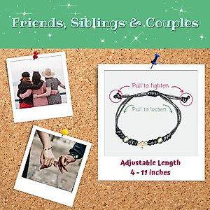 Glow in the Dark Friendship Bracelets with Matching Charm for Kids, Girls, Teens, Couples, and Friends. Gift for Relationships, Family, Birthday or Anniversary (Large Cat)