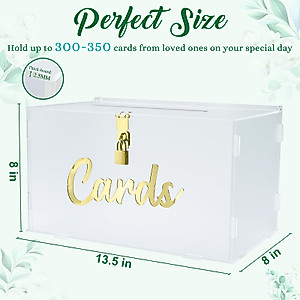OurWarm Frosted Acrylic Wedding Card Box with String Light, Large Gift Card Box Holder for Wedding Reception, Honeymoon Fund Envelope Money Box for Party Graduation Baby Shower Birthday Decorations