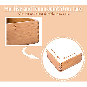 Sansnow Bamboo Organizer Storage Boxes for Tabletop Bathroom Dresser Organizer Small Boxes, Bamboo 4"*4"