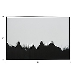 Amazon Brand – Rivet Abstract Black and White Wall Art Print of Tree Line in Black Frame, 45" x 30"